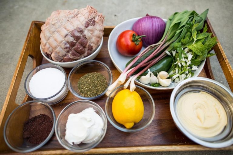 Grilled Goat Leg Recipe with Ramps and Raita