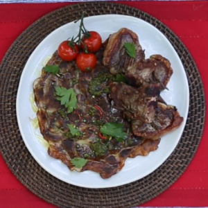 Goat or Lamb T-Bone Chops and Grilled Potatoes