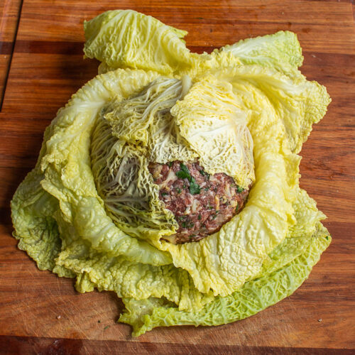 Stuffed Cabbage with Lamb, Herbs and Walnuts