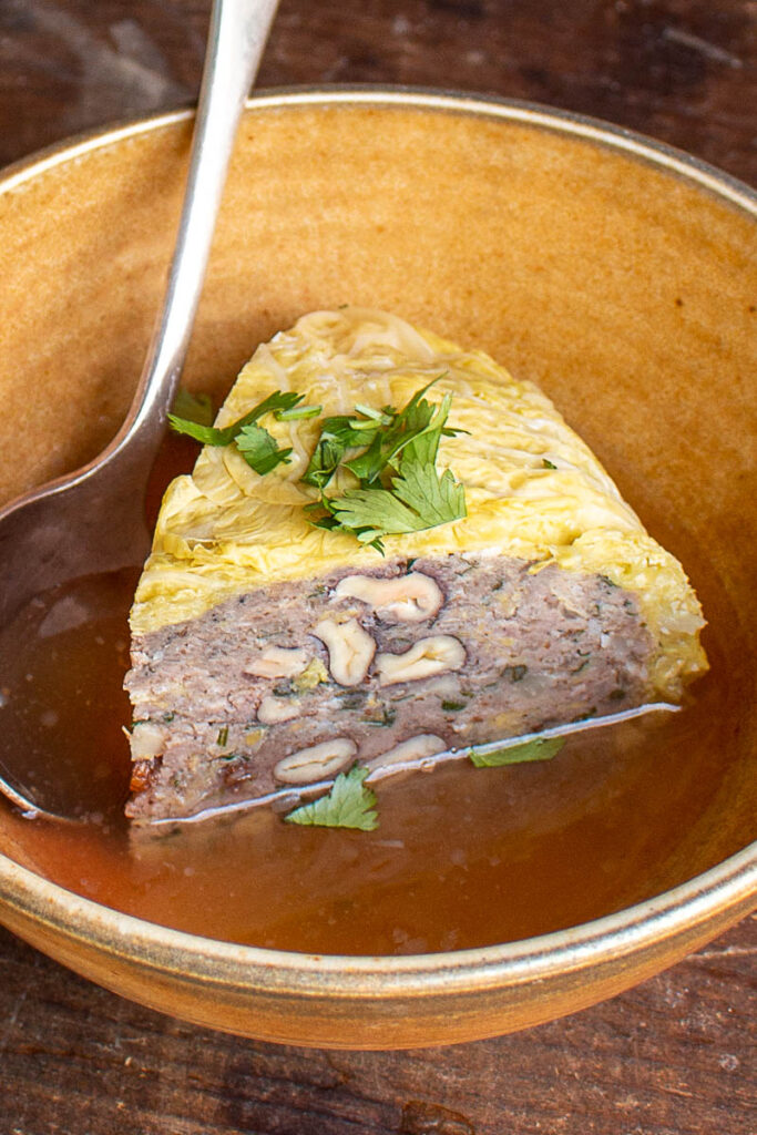Stuffed Cabbage with Lamb, Herbs and Walnuts