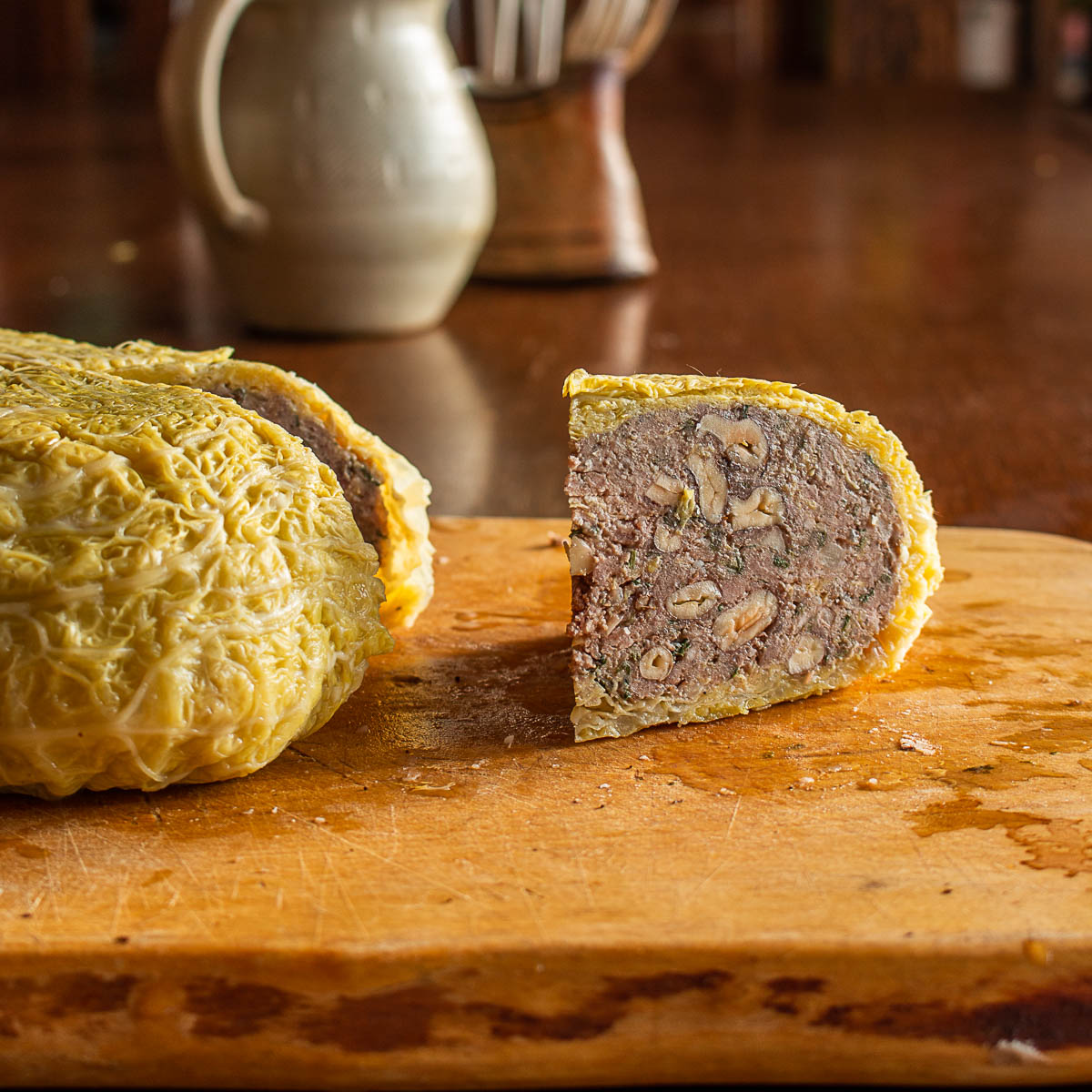 Stuffed Cabbage with Lamb, Herbs and Walnuts