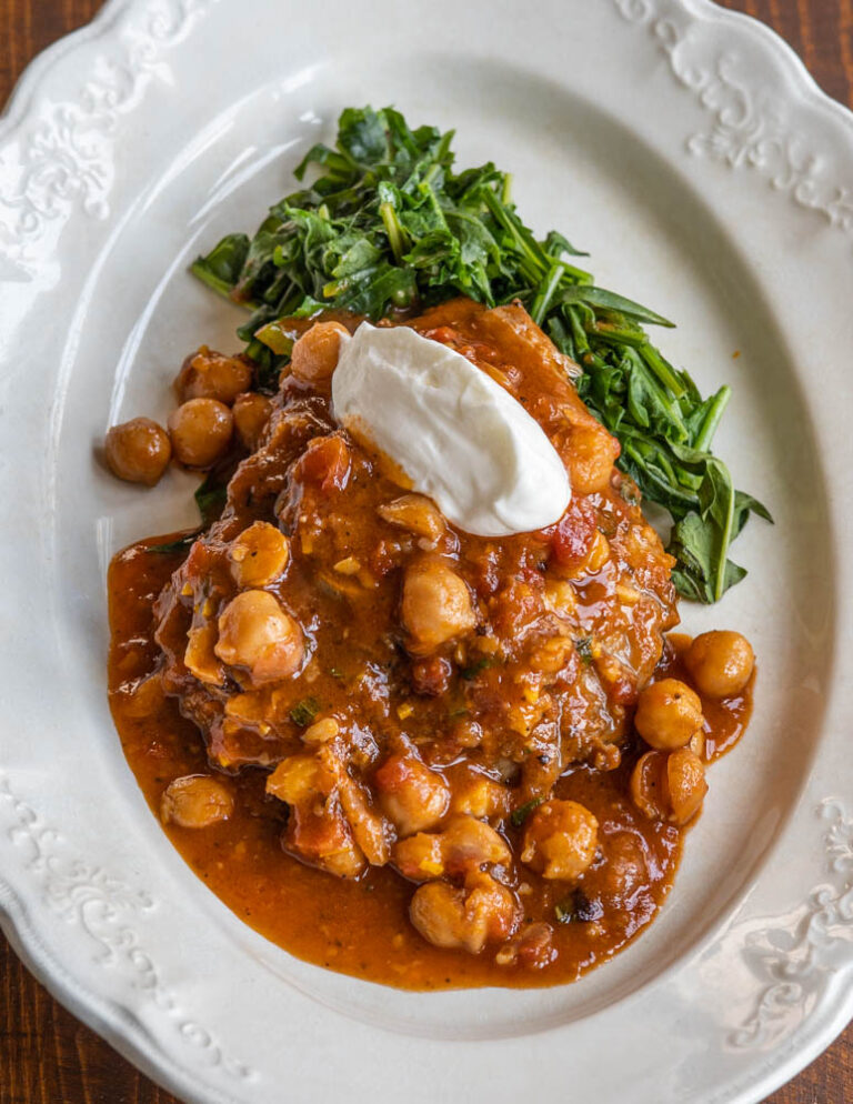 Braised Lamb Neck Chops with Chickpeas and Harissa